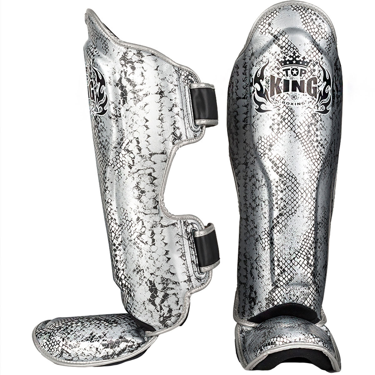 Shin Guards Top King Boxing TKSGSS-02 Silver Black "Super Snake ...